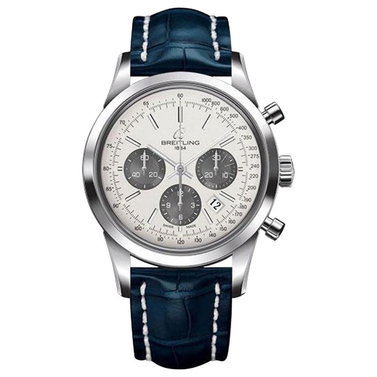 Breitling Transocean Chronograph Stainless Steel, Croco Strap ...