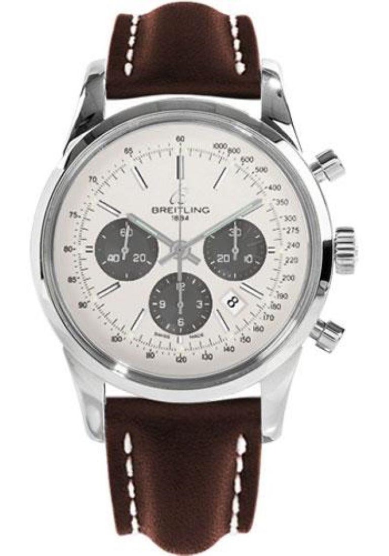 Breitling Transocean Chronograph Stainless Steel, Leather Strap ...