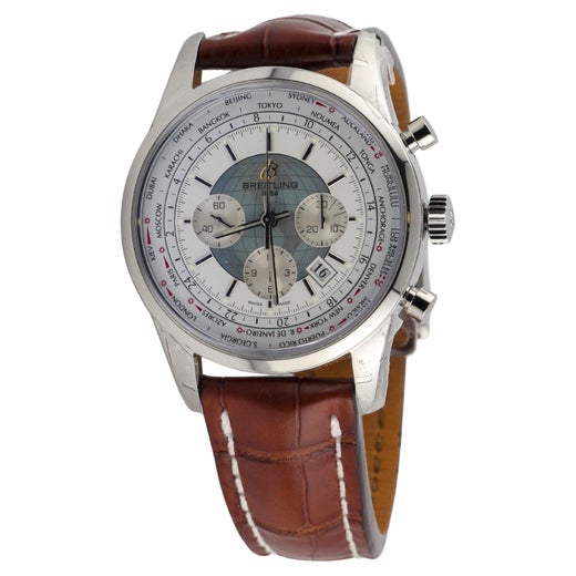 Breitling Transocean Unitime Chronograph World Time Steel Wristwatch ...