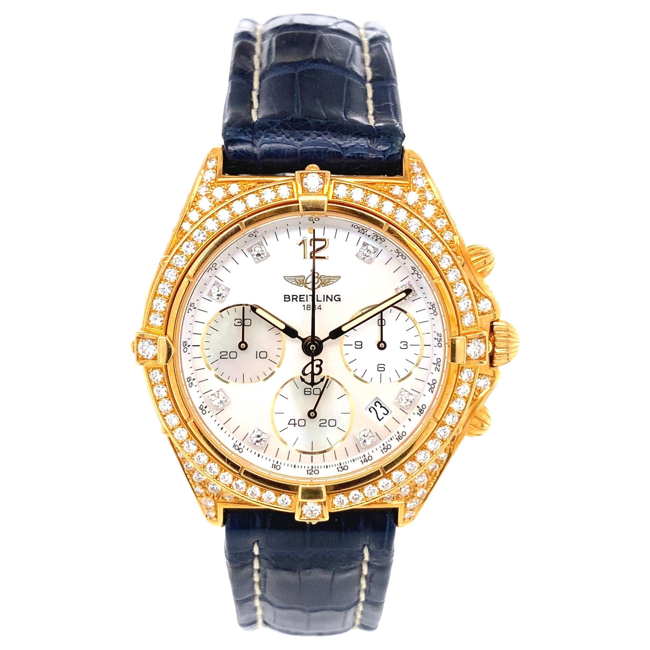 Breitling Chronomat Black Dial Gold Subdials at 1stDibs