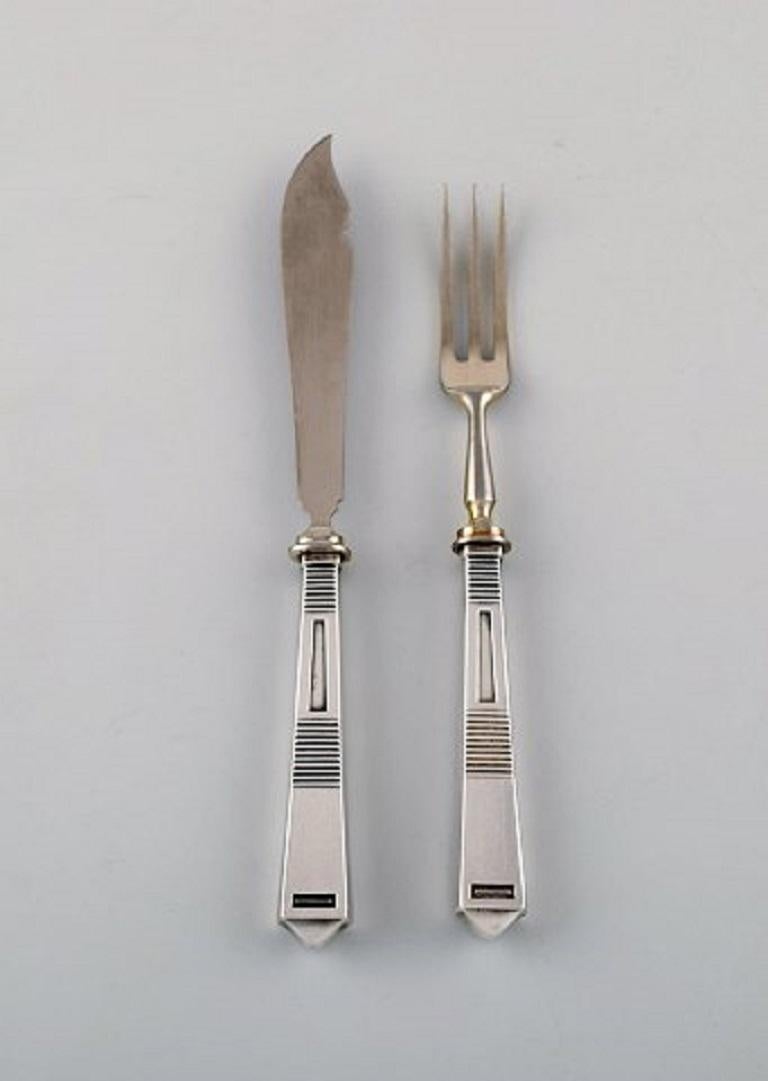 Bremer Silberwarenfabrik, Germany, Art Deco Fish Cutlery Service in ...