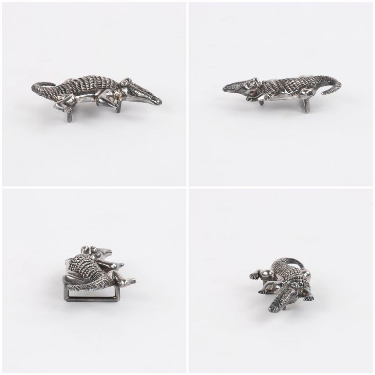 BRENDA SCHOENFELD Brown Genuine Alligator Belt Sterling Silver ...