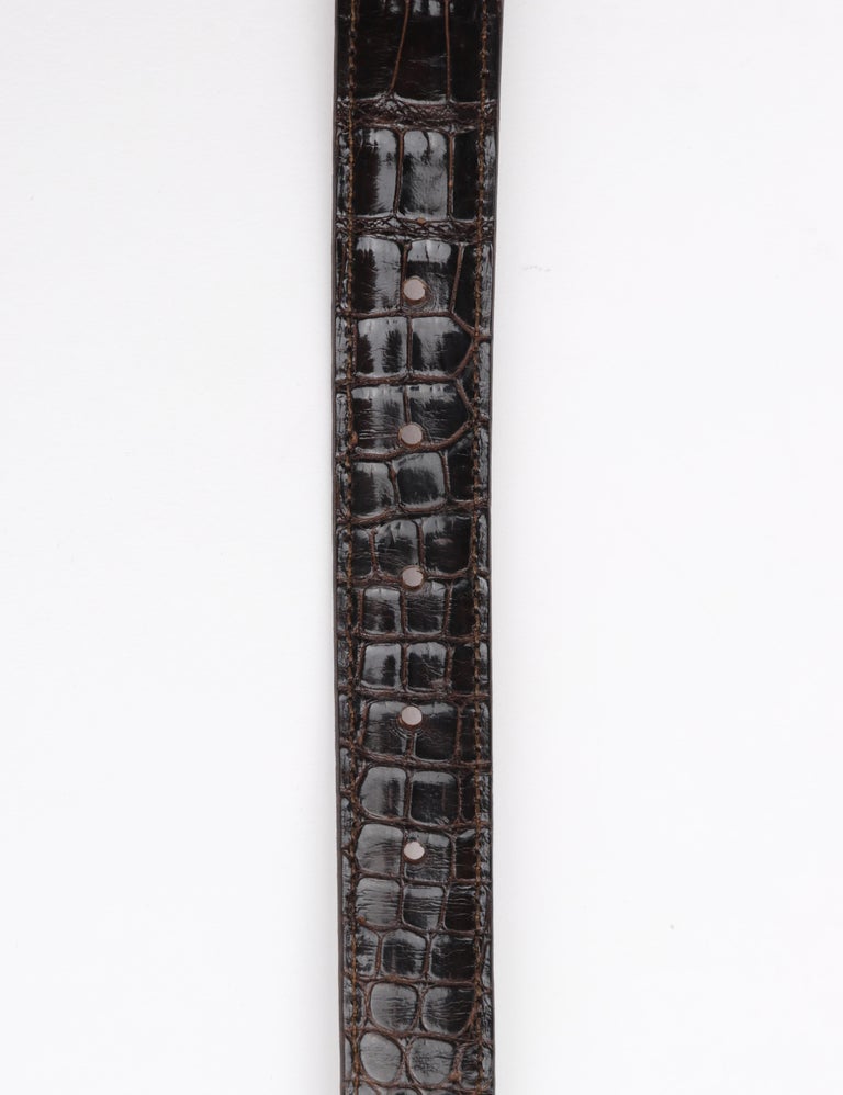 BRENDA SCHOENFELD Brown Genuine Alligator Belt Sterling Silver ...