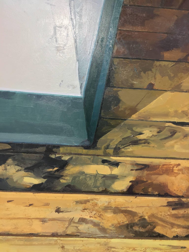 Brett Eberhardt - Hallway Corner, White Walls, Teal Baseboard, Golden ...