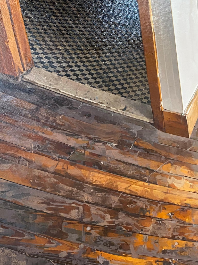 Brett Eberhardt - Studio Corner and Floor, Brown Wood Floor, White ...