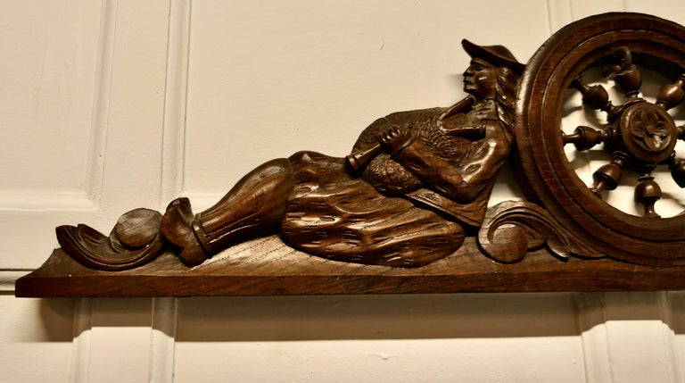 Bretton Carved Oak Decorative Pediment, Over Door For Sale at 1stDibs