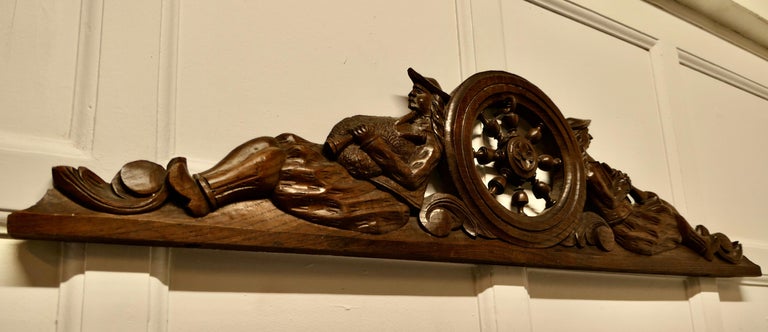 Bretton Carved Oak Decorative Pediment, Over Door For Sale at 1stDibs