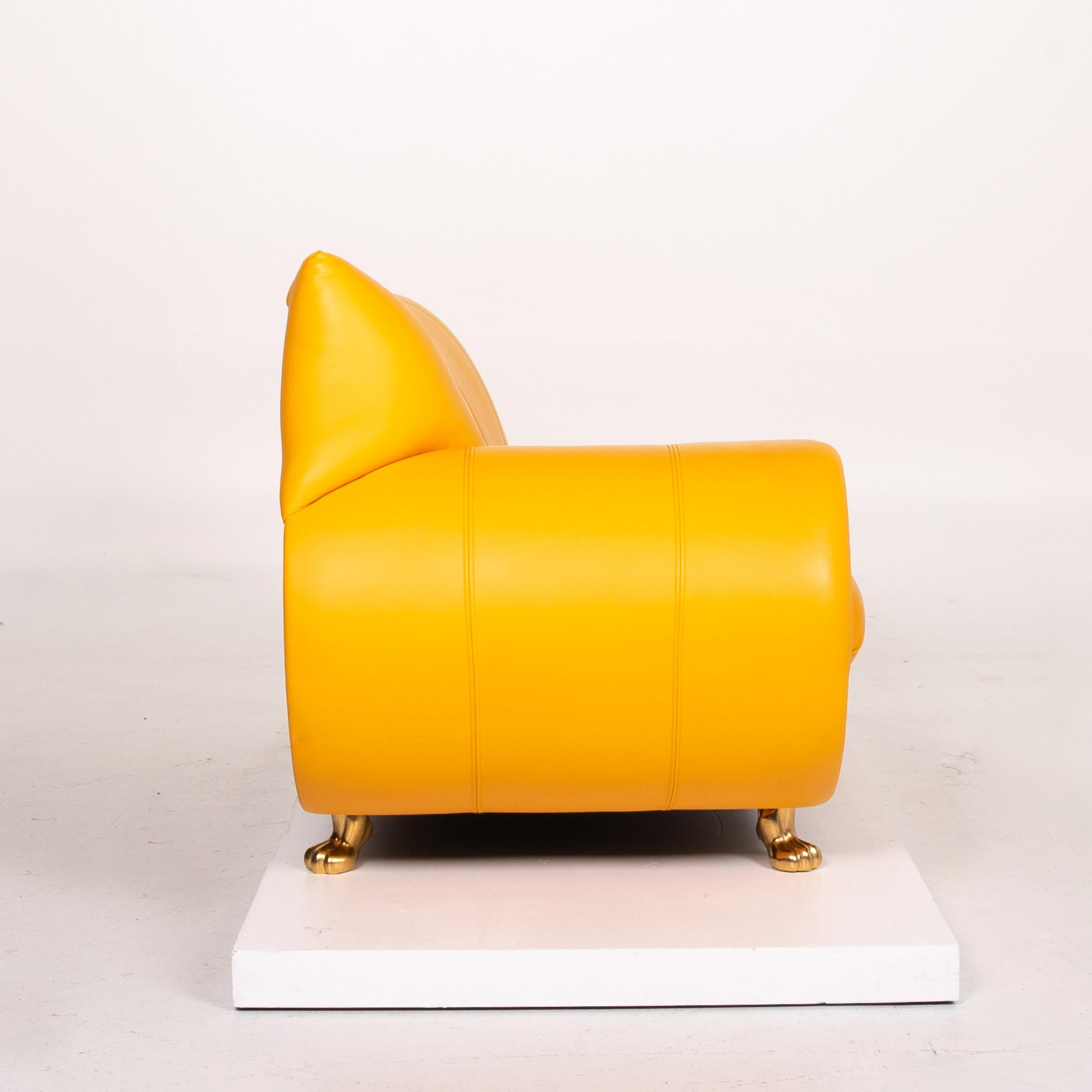 Bretz Gaudi Leather Sofa Yellow Three-Seat Couch Gold-Plated at 1stDibs ...