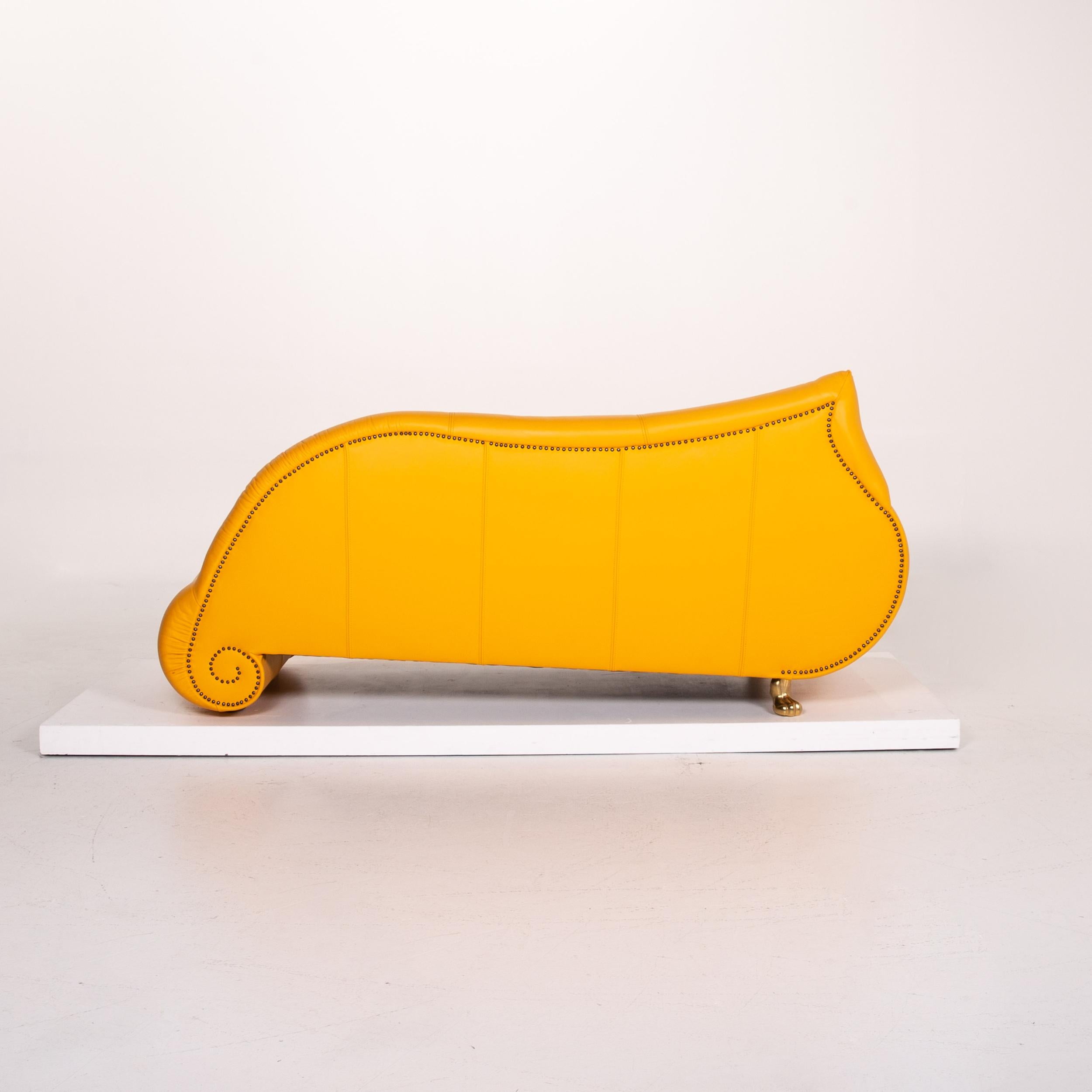 Bretz Gaudi Leather Sofa Yellow Three-Seat Couch Gold-Plated at 1stDibs ...