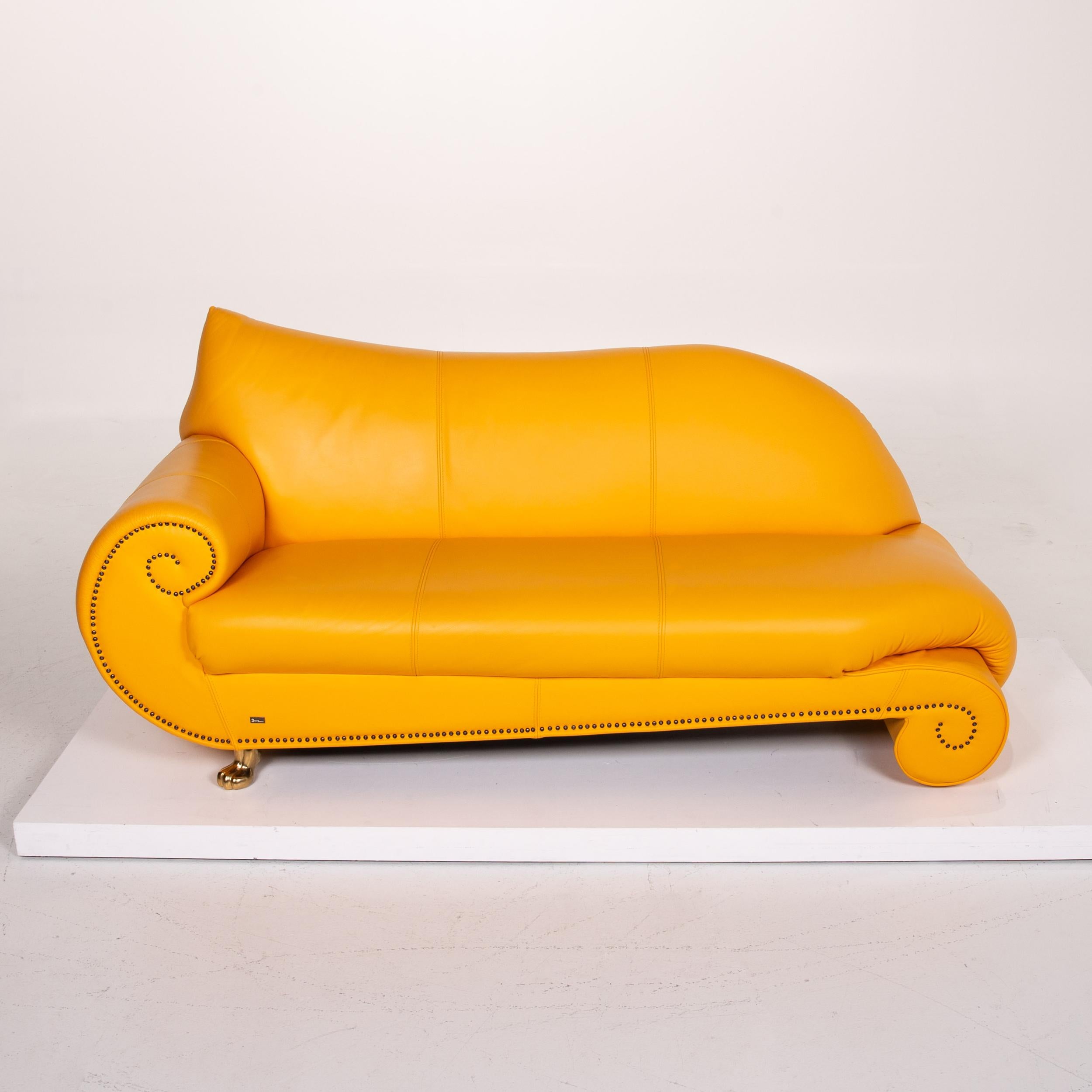Bretz Gaudi Leather Sofa Yellow Three-Seat Couch Gold-Plated at 1stDibs ...
