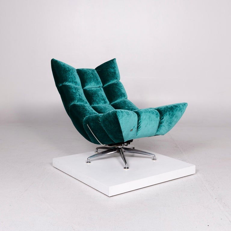 Bretz Hangout Velvet Fabric Armchair Set 1 Armchair 1 Stool at 1stDibs