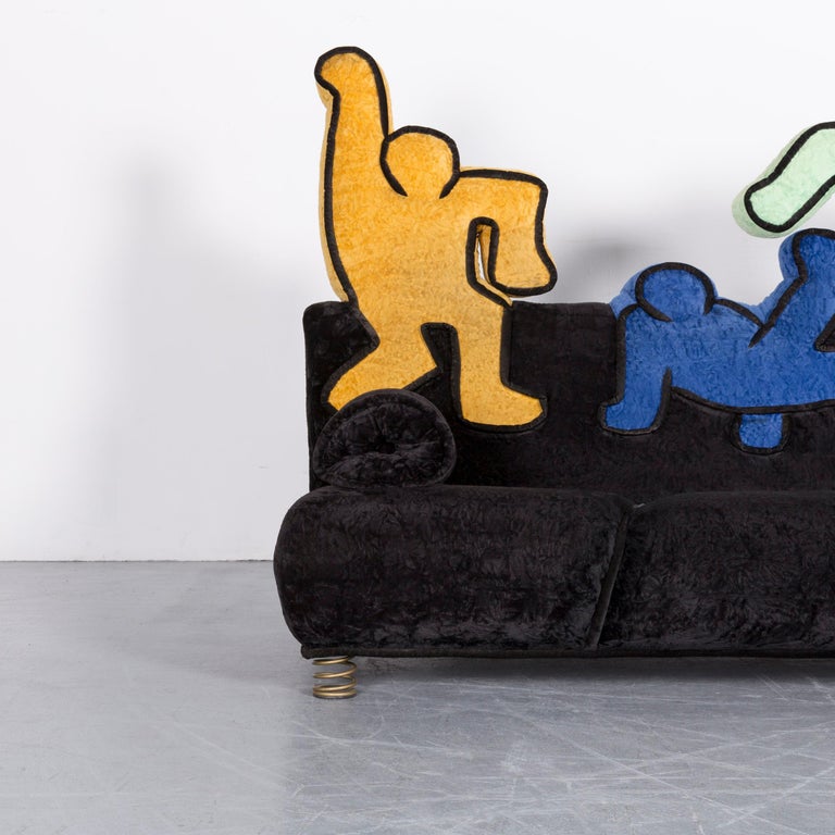 Bretz Keith Haring Fabric Sofa Black Three-Seat at 1stDibs