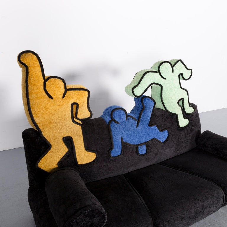 Bretz Keith Haring Fabric Sofa Black Three-Seat at 1stDibs