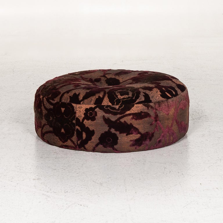 Bretz Stool Velvet Fabric Purple Patterned Pouf For Sale at 1stDibs