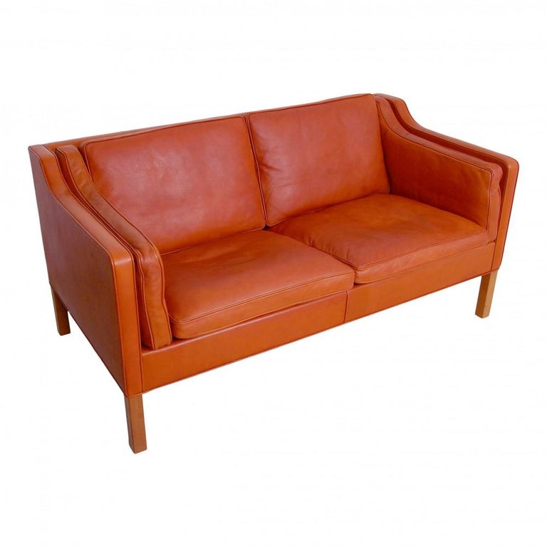 Børge Mogensen 2212 2, Pers Sofa Cognac Leather with Patina For Sale at 1stDibs