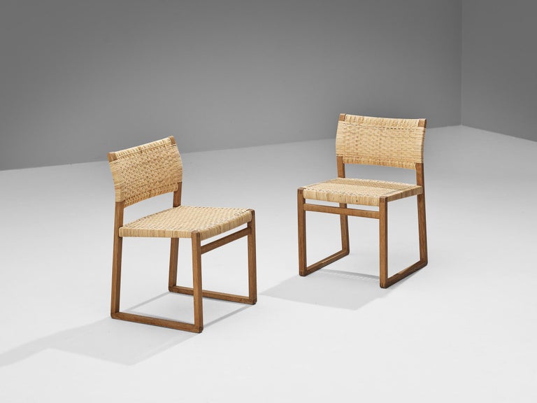 Børge Mogensen for Fredericia Dining Chairs ‘BM 61’ in Oak and Cane For ...