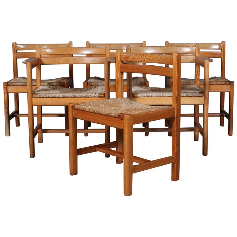 Børge Mogensen Six Dining Chairs, Model Asserbo, Oregon Pine at 1stDibs