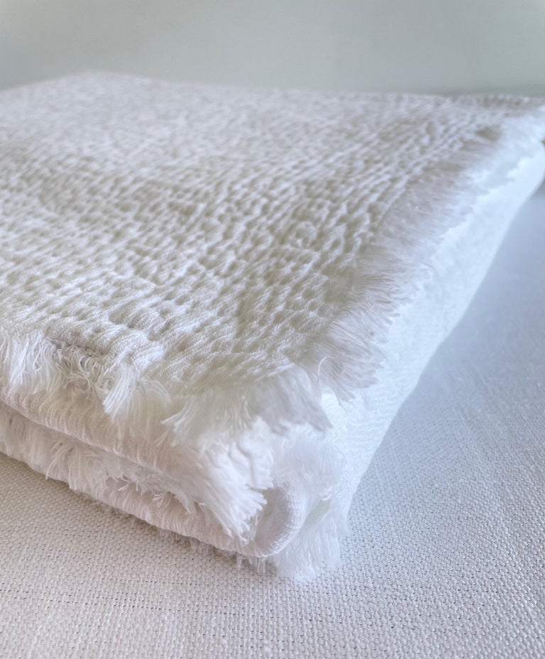 Bria Matelasse French Cotton Throw in Blanc For Sale at 1stDibs