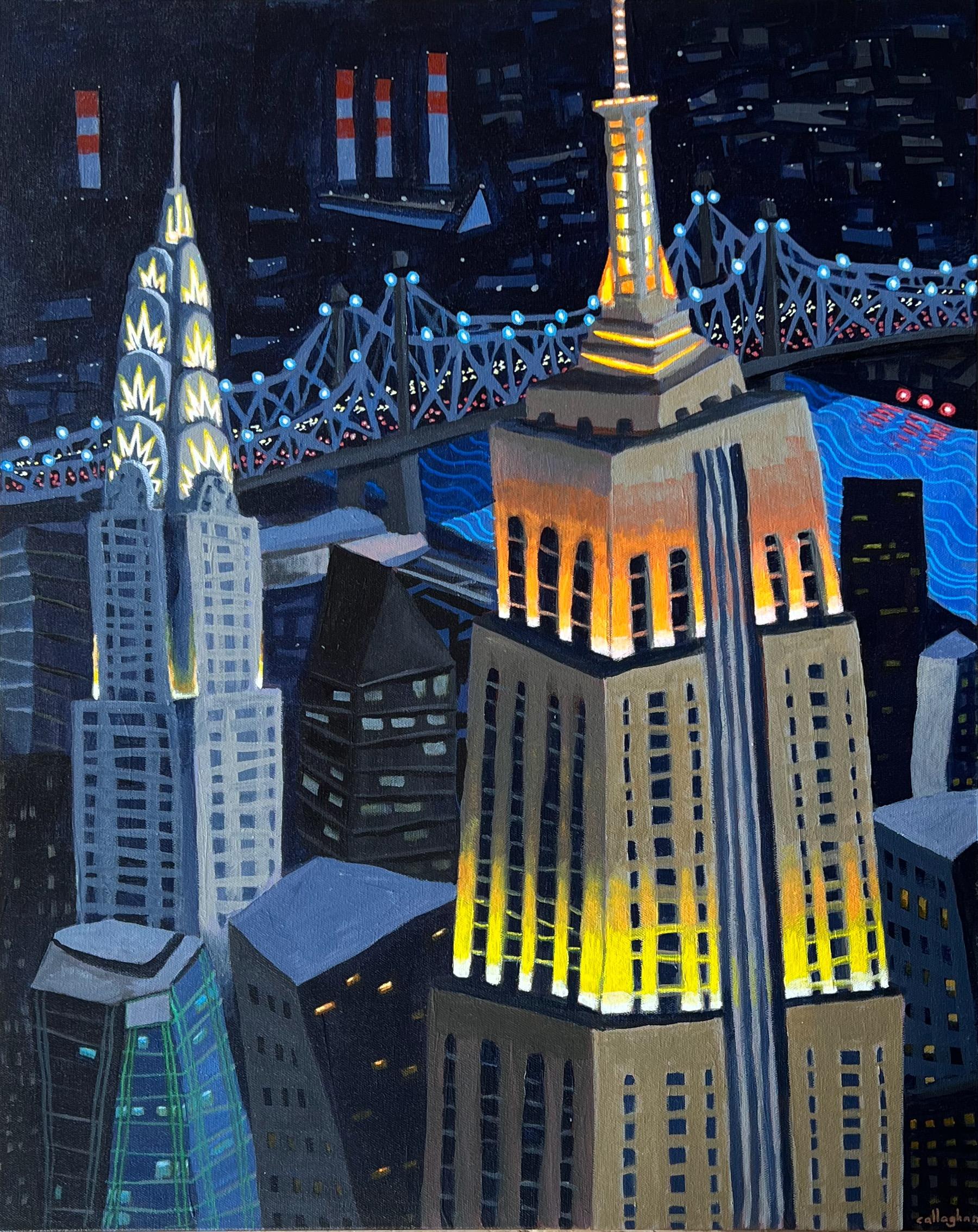 Brian Callaghan - Street Scene and Empire State Building, Original ...