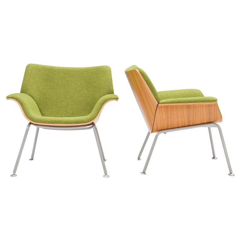 Brian Kane for Herman Miller Green Swoop Plywood Armchairs, Set of Two ...