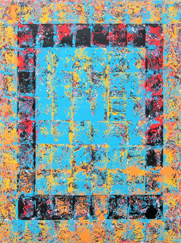 Brian Neish - Beckon- colourful, geometric, squares, blue, squares ...