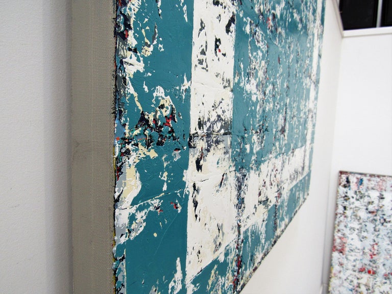 Brian Neish - Glimpse - contemporary turquoise white abstract geometric ...