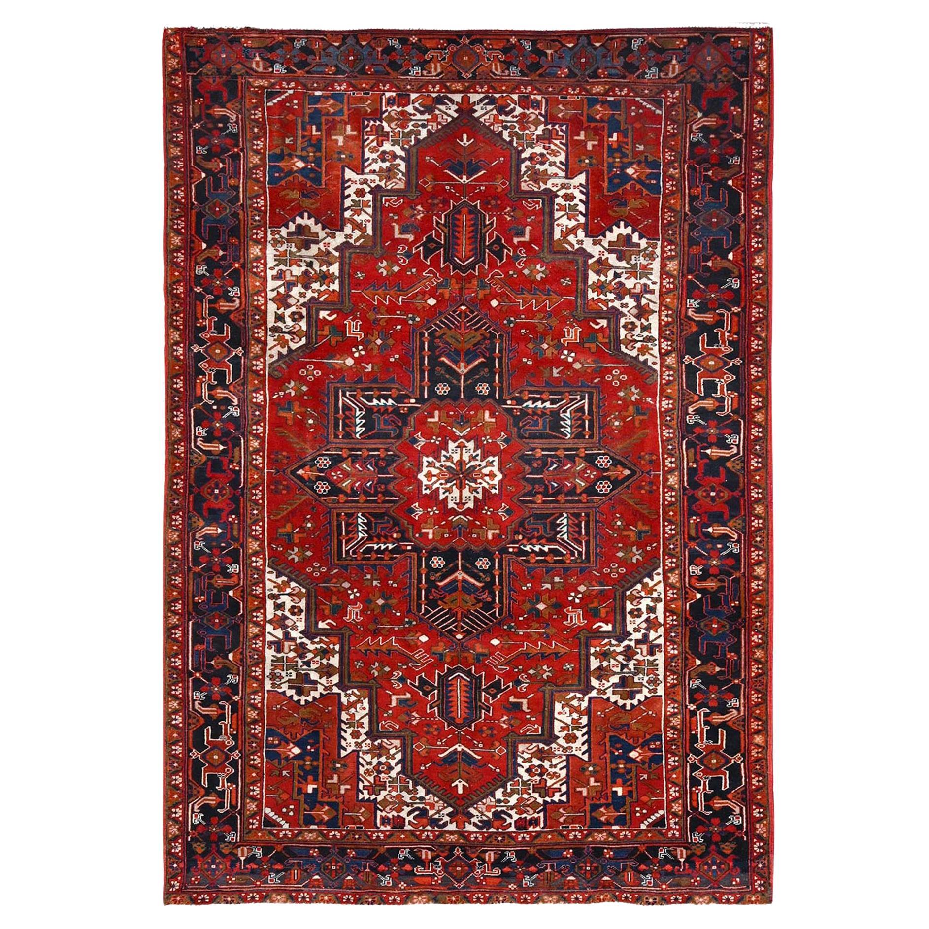 Chili Red Vintage Good Condition Rustic Look Worn Wool Hand Knotted ...