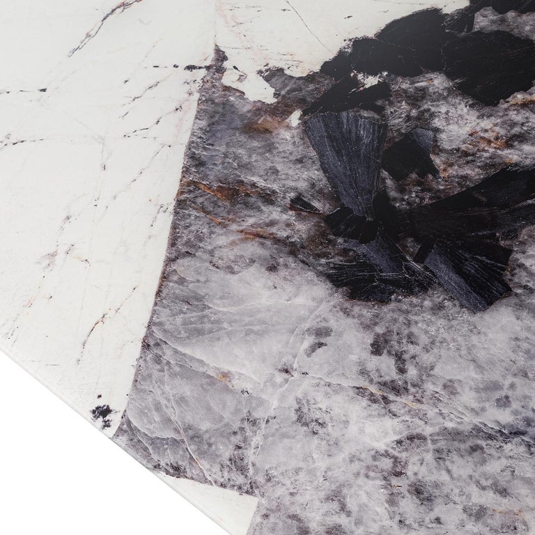 Bridge Large Patagonia Marble-Effect and Oak Table For Sale at 1stDibs