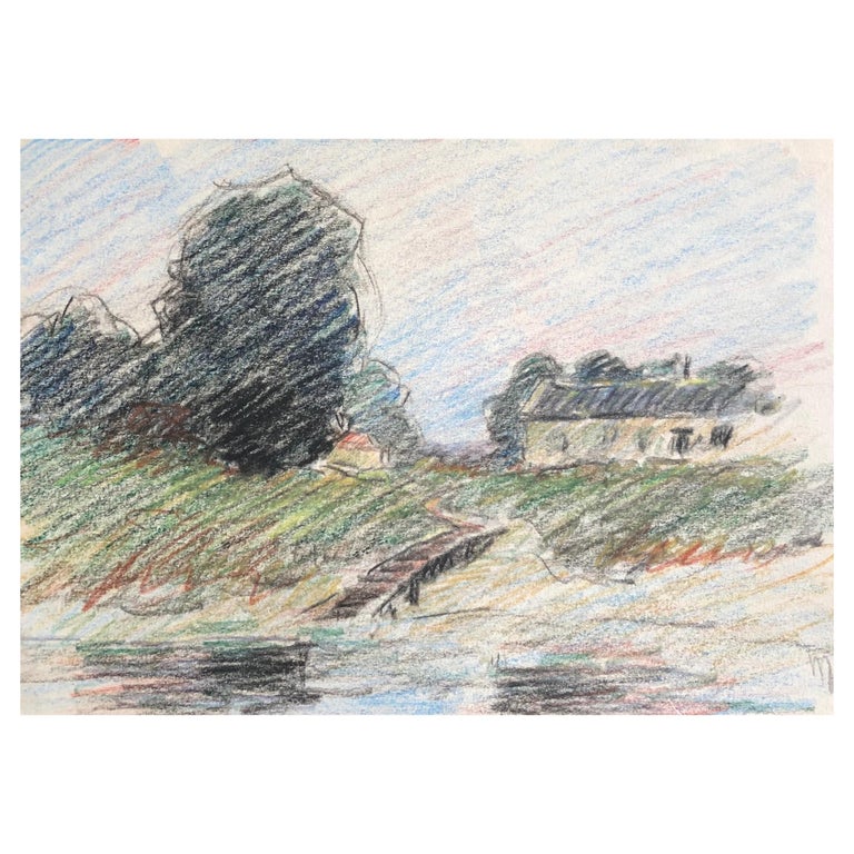 Bridge Scene, French Impressionist Painting For Sale at 1stDibs