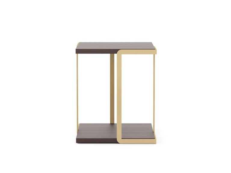 Modern Bridge Side Table made with wood and brass, Handmade by Stylish ...