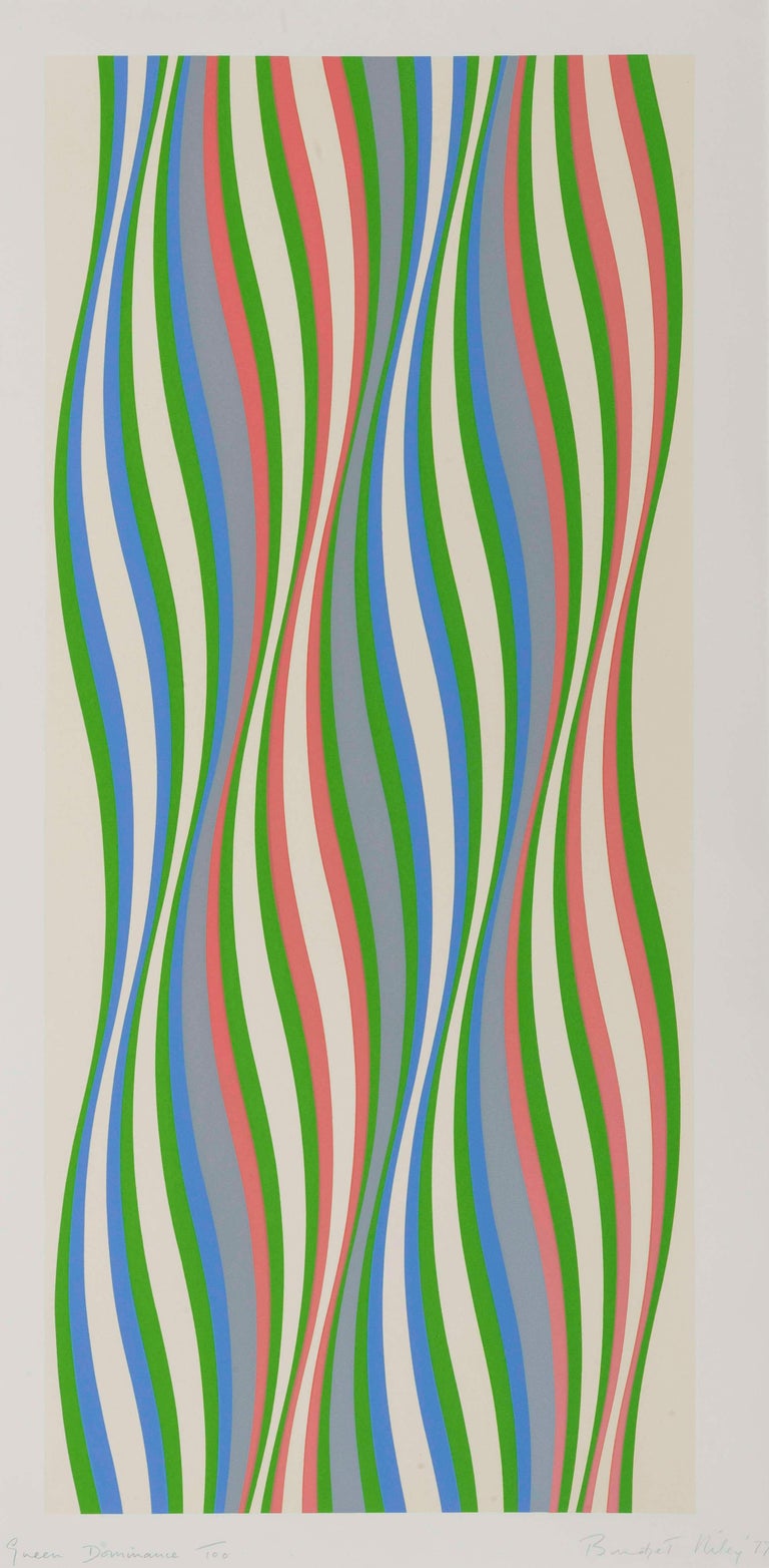 Bridget Riley - Dominance: Green, Blue and Red -- Set of three screen ...