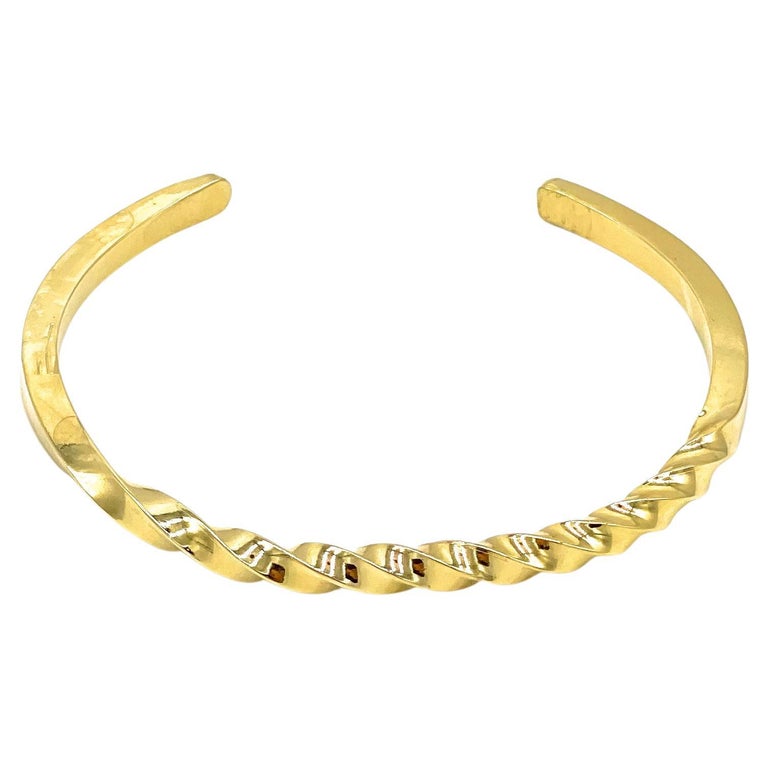 Brielle, 14k Gold Plated Adjustable Bangle For Sale at 1stDibs