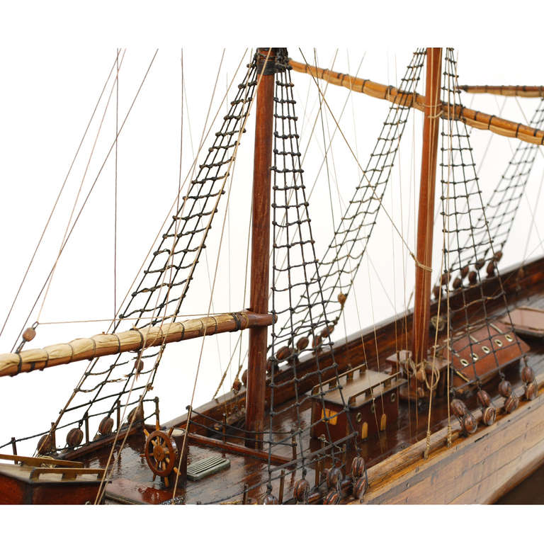 Late 19th Century Italian Nautical Brig Model with Planking Hull, Oiled ...