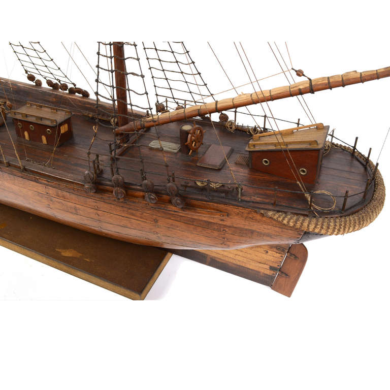 Late 19th Century Italian Nautical Brig Model with Planking Hull, Oiled ...