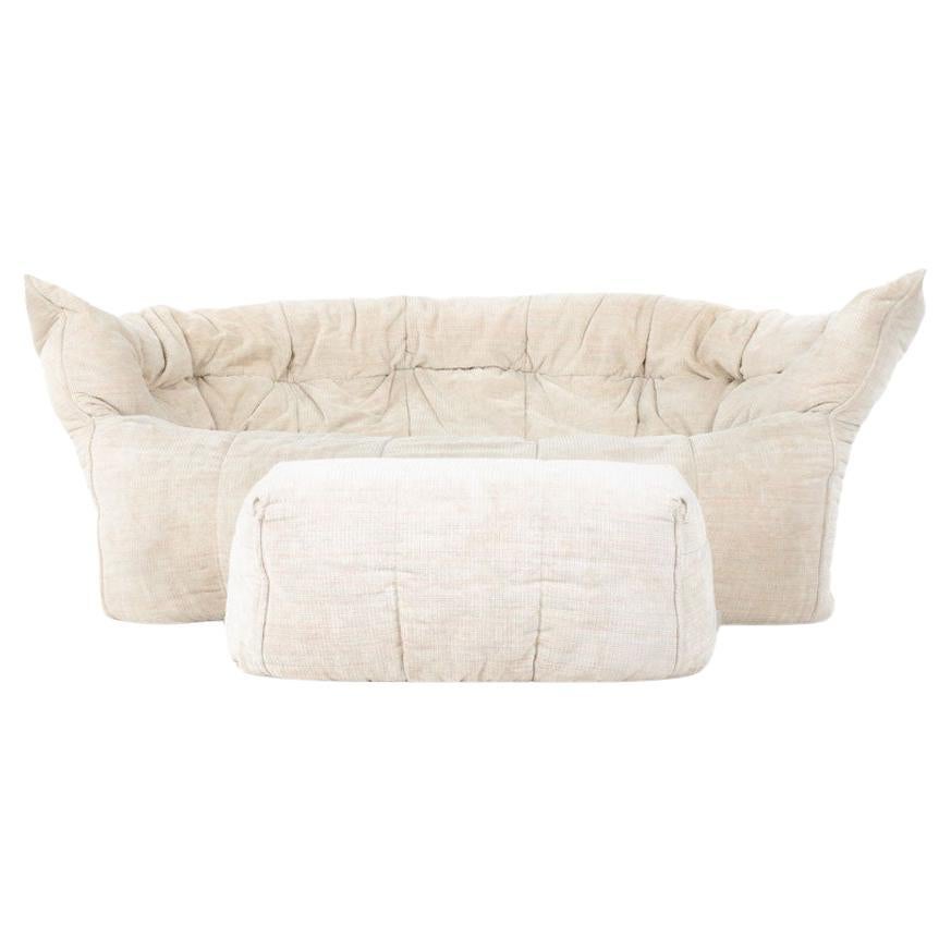 Vintage Aralia Sofa + Poof by Michel Ducaroy for Ligne Roset France For ...