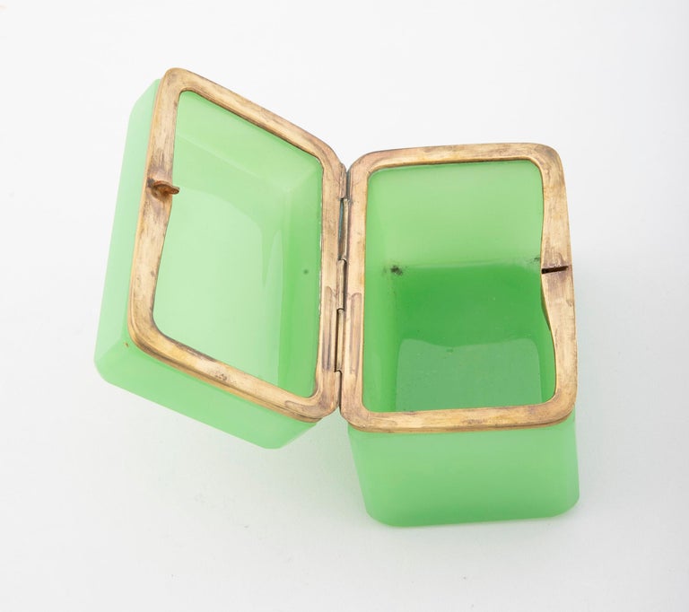 Bright Apple Green Opaline Glass Box with Bronze Mounts at 1stDibs