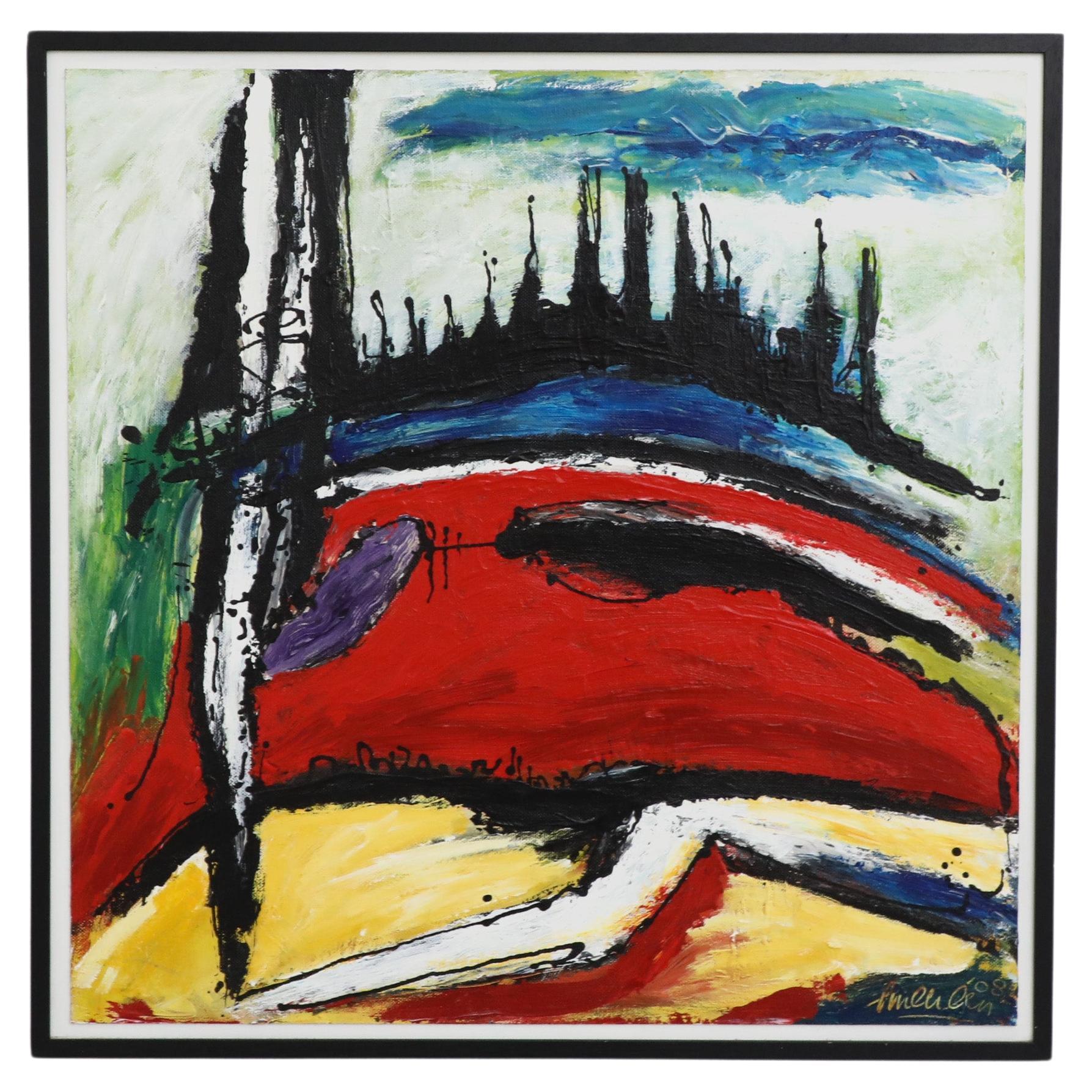 Bright GraphicAbstract Acrylic Painting by Dutch artist Jan van der ...