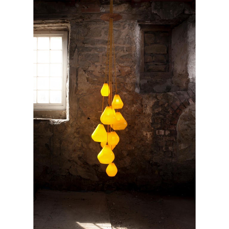 Bright Hand Blown Glass Pendant Cluster Pendant or Chandelier, Canary ...
