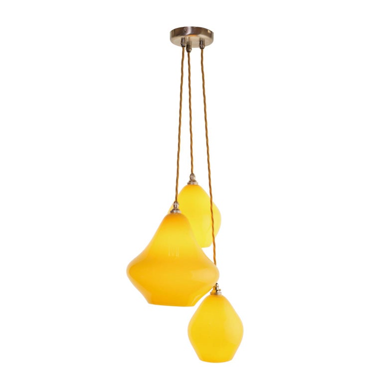 Bright Hand Blown Glass Pendant Cluster Pendant or Chandelier, Canary ...