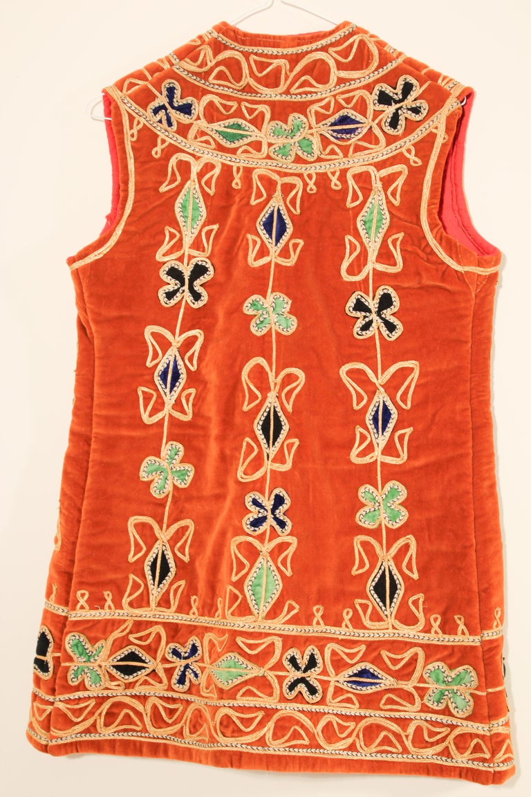 Bright Bohemian Turkish Red Vest For Sale at 1stDibs