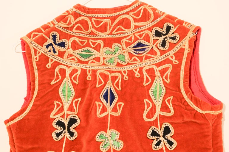 Bright Bohemian Turkish Red Vest For Sale at 1stDibs