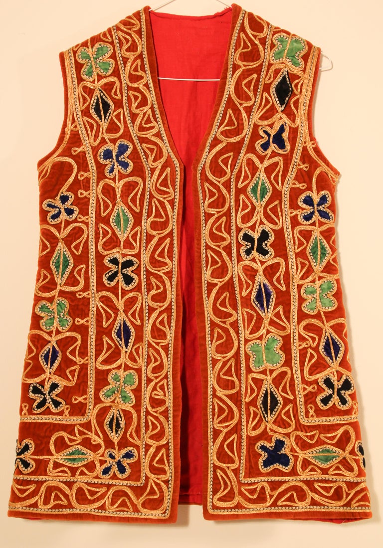 Bright Bohemian Turkish Red Vest For Sale at 1stDibs