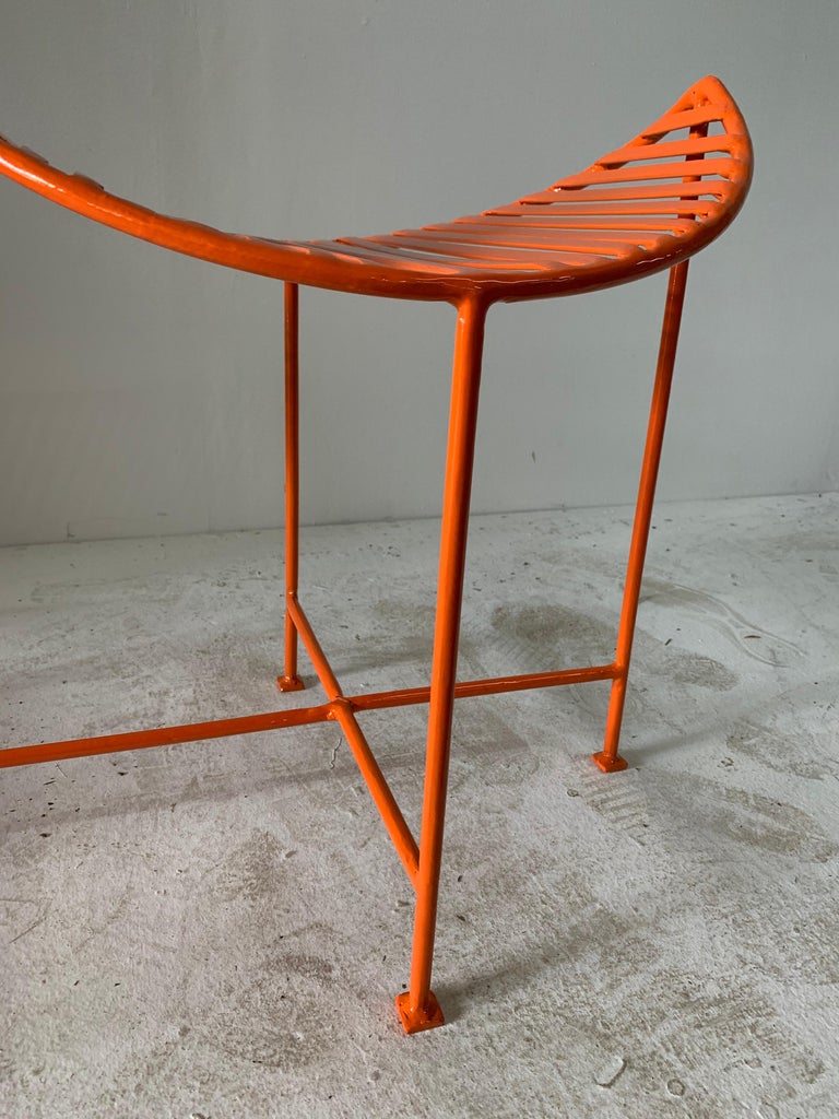 Bright Orange Eyelash Iron Two-Seat Bench at 1stDibs