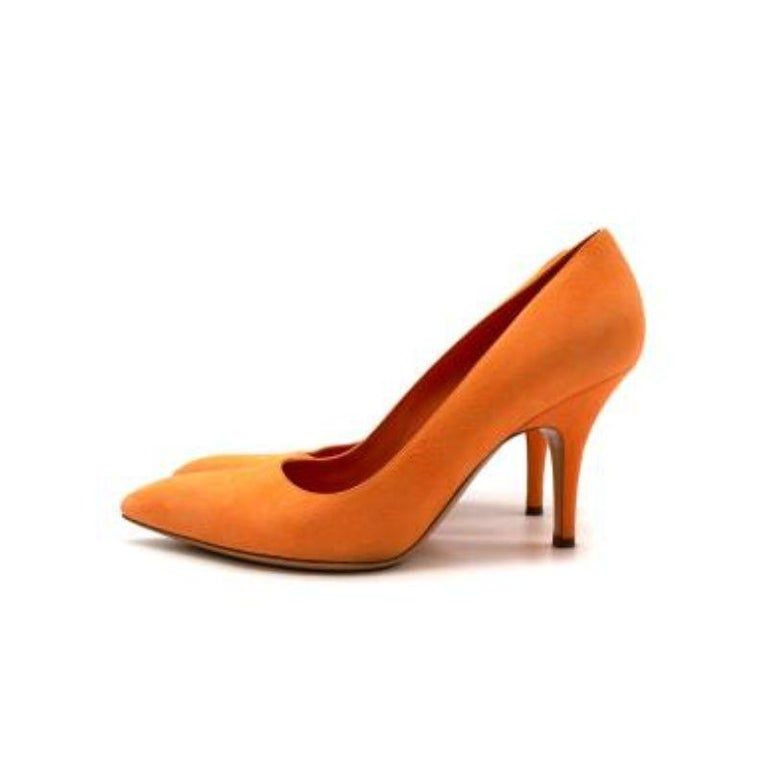 Bright Orange Suede Heeled Pumps For Sale at 1stDibs | orange heels