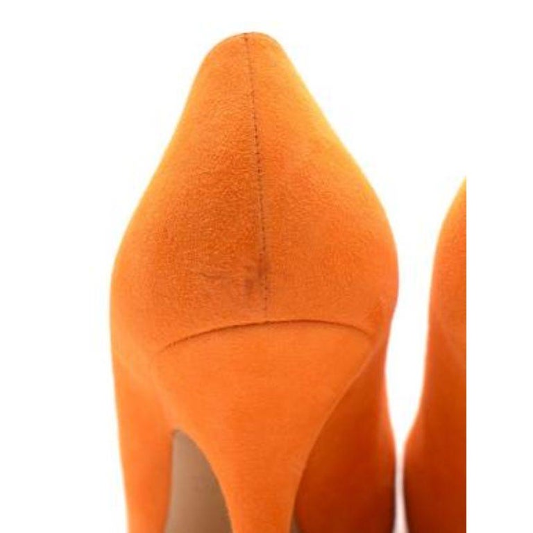 Bright Orange Suede Heeled Pumps For Sale at 1stDibs | orange heels