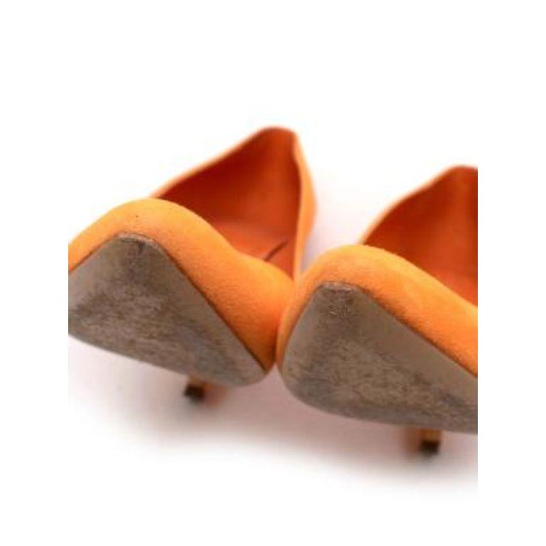 Bright Orange Suede Heeled Pumps For Sale at 1stDibs | orange heels