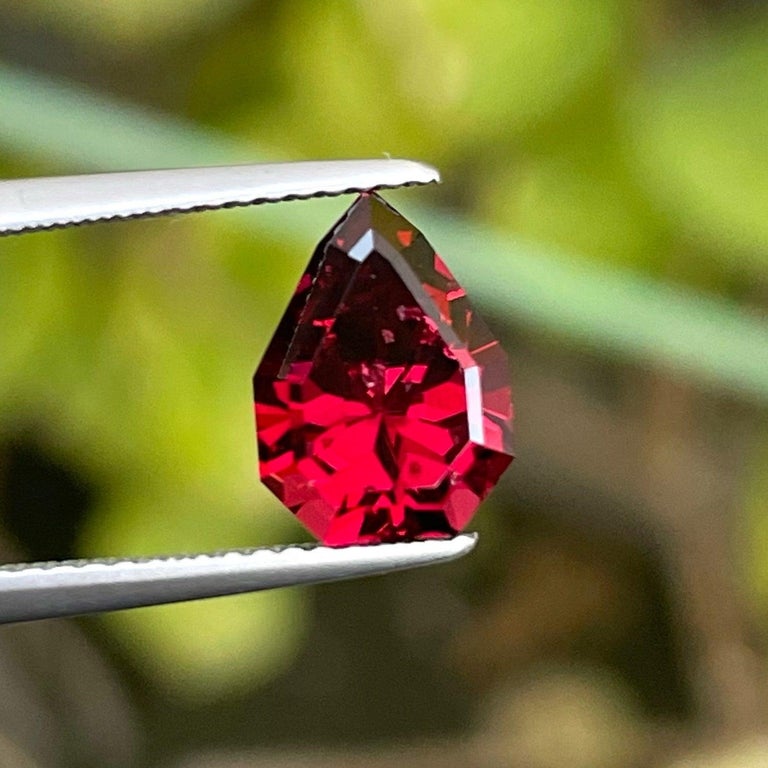 Bright Red Garnet Loose Gemstone 2.95 Carats Pear Garnet Faceted Garnet ...