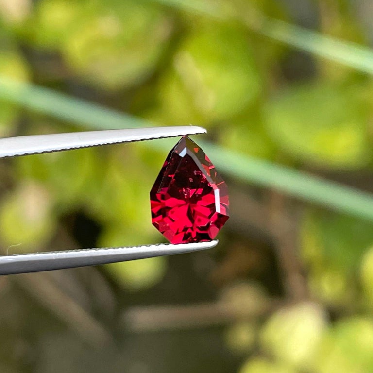 Bright Red Garnet Loose Gemstone 2.95 Carats Pear Garnet Faceted Garnet ...
