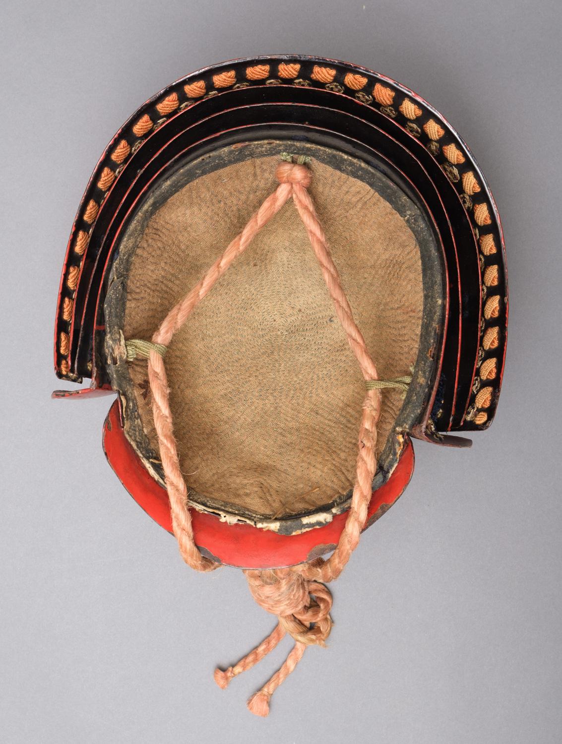 Japanese Red Lacquer 18th Century Zunari'kabuto with Gilded 'Lion Mask ...