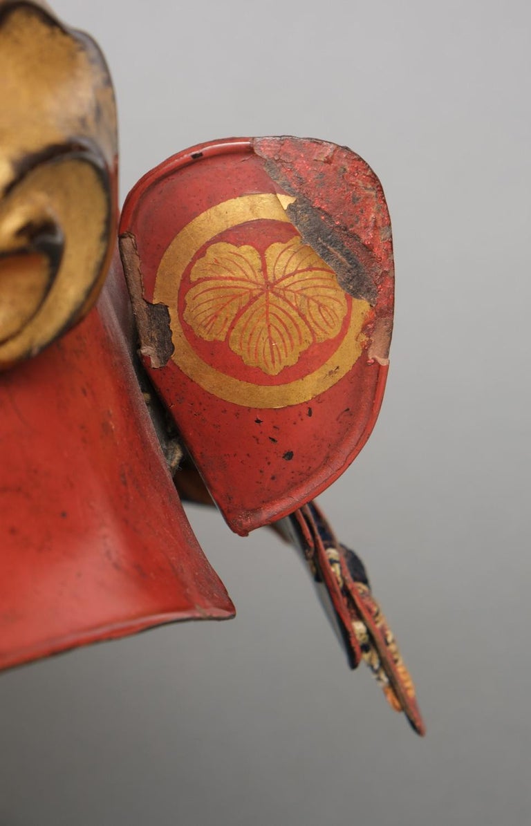 Japanese Red Lacquer 18th Century Zunari'kabuto with Gilded 'Lion Mask ...